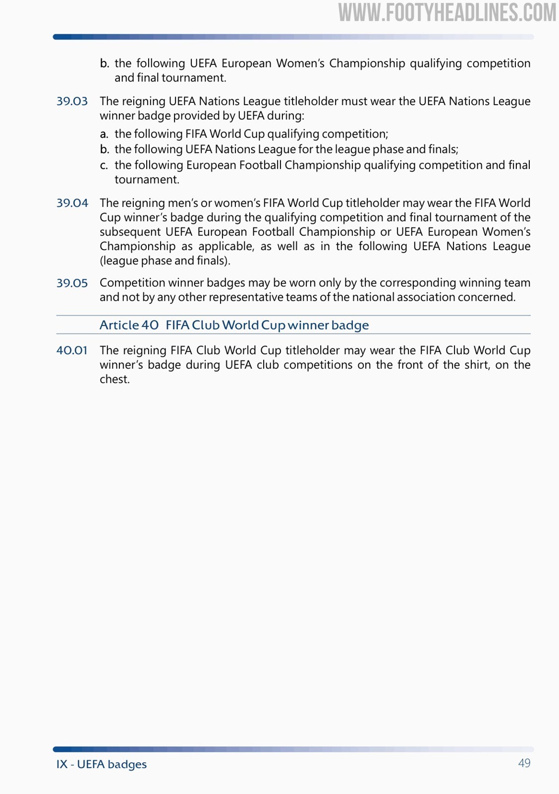 UEFA 2026 Equipment Regulations Released - Footy Headlines