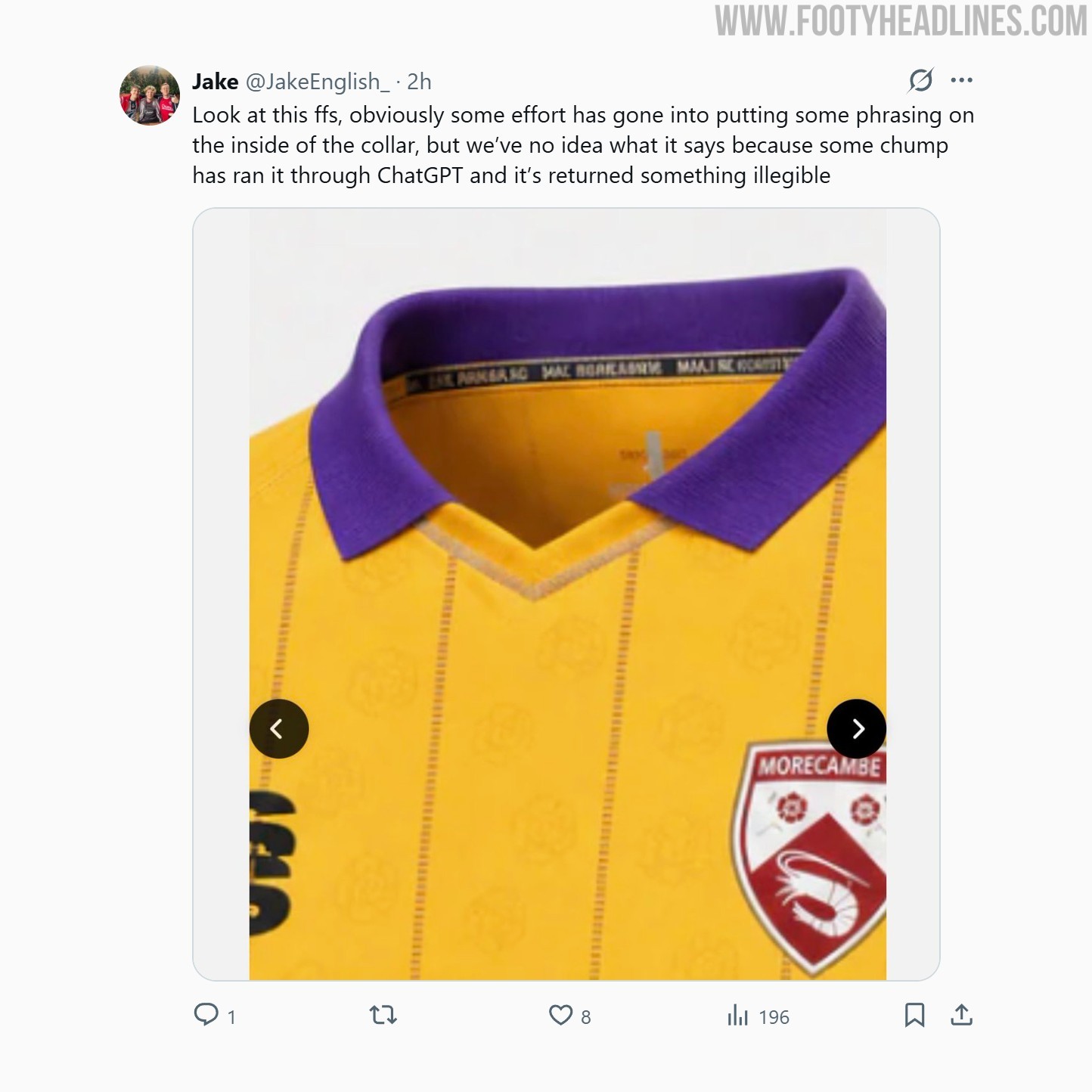 Le lancement du maillot 2026-2027 de Morecambe suscite une vague de ...